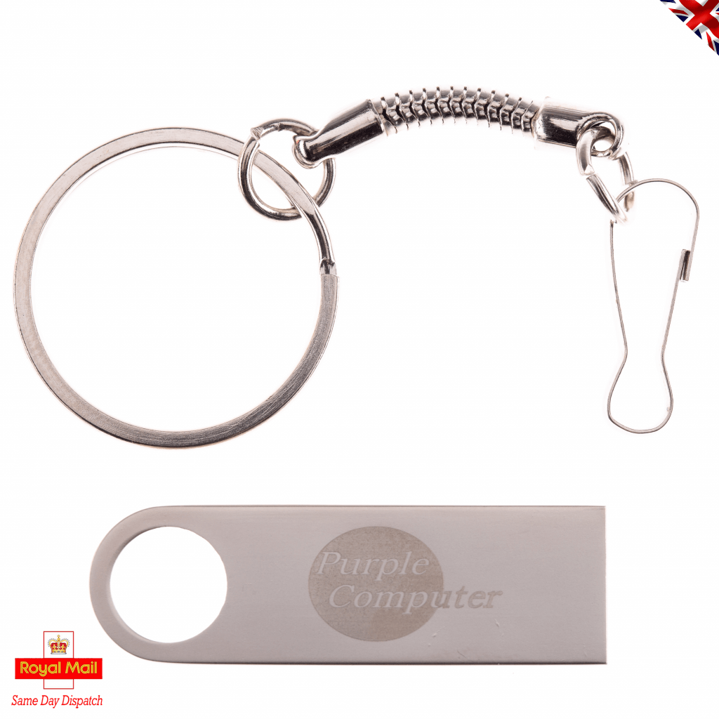 New 32GB USB Flash Drive with Key Ring Clip | Purple Computer